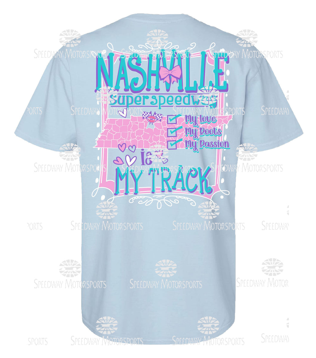 NSS MY TRACK LADIES TEE Blue – Speedway Motorsports Online Store